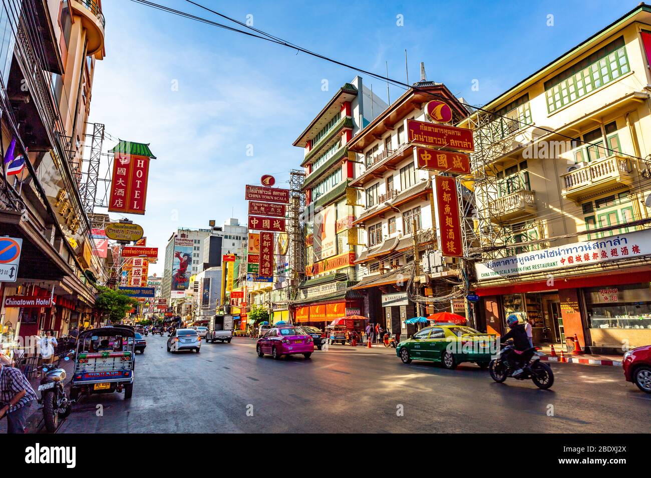 Chinatown traffic at Yaowarat road, the main street of Chinatown in Bangkok Chinatown is one of ...
