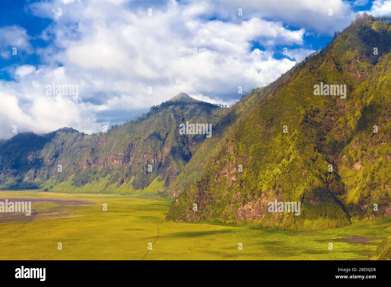 Beautiful mountains against blue sky with clouds. Bromo Tengger Stock ...
