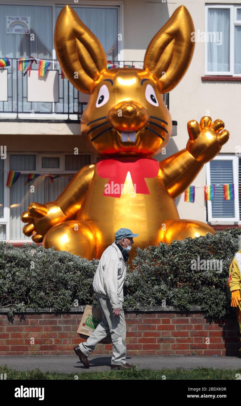 Giant inflatable rabbit placed outside belle vue mansions hi-res stock ...