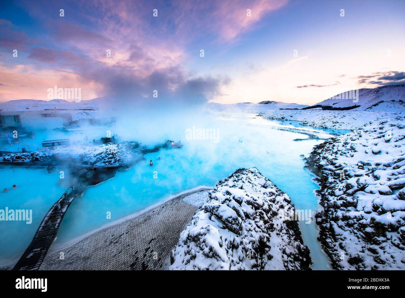 Blue lagoon hot spring spa in Iceland in Winter Stock Photo - Alamy