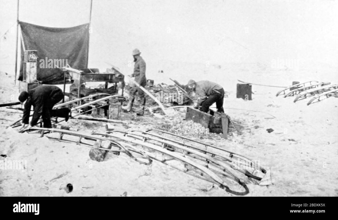 Fitting Sledges with Runners, Arctic Expedition, 1895 Stock Photo - Alamy