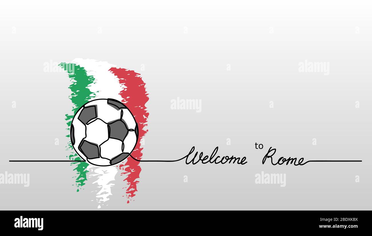 Welcome to Rome soccer, football banner. Minimalistic vector background ...