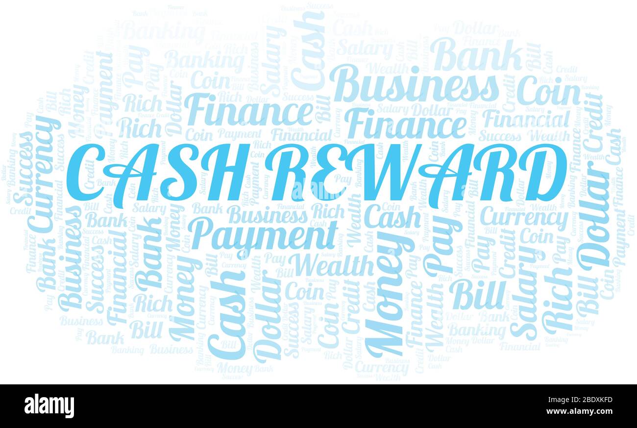 Cash Reward typography vector word cloud. Wordcloud collage made with ...