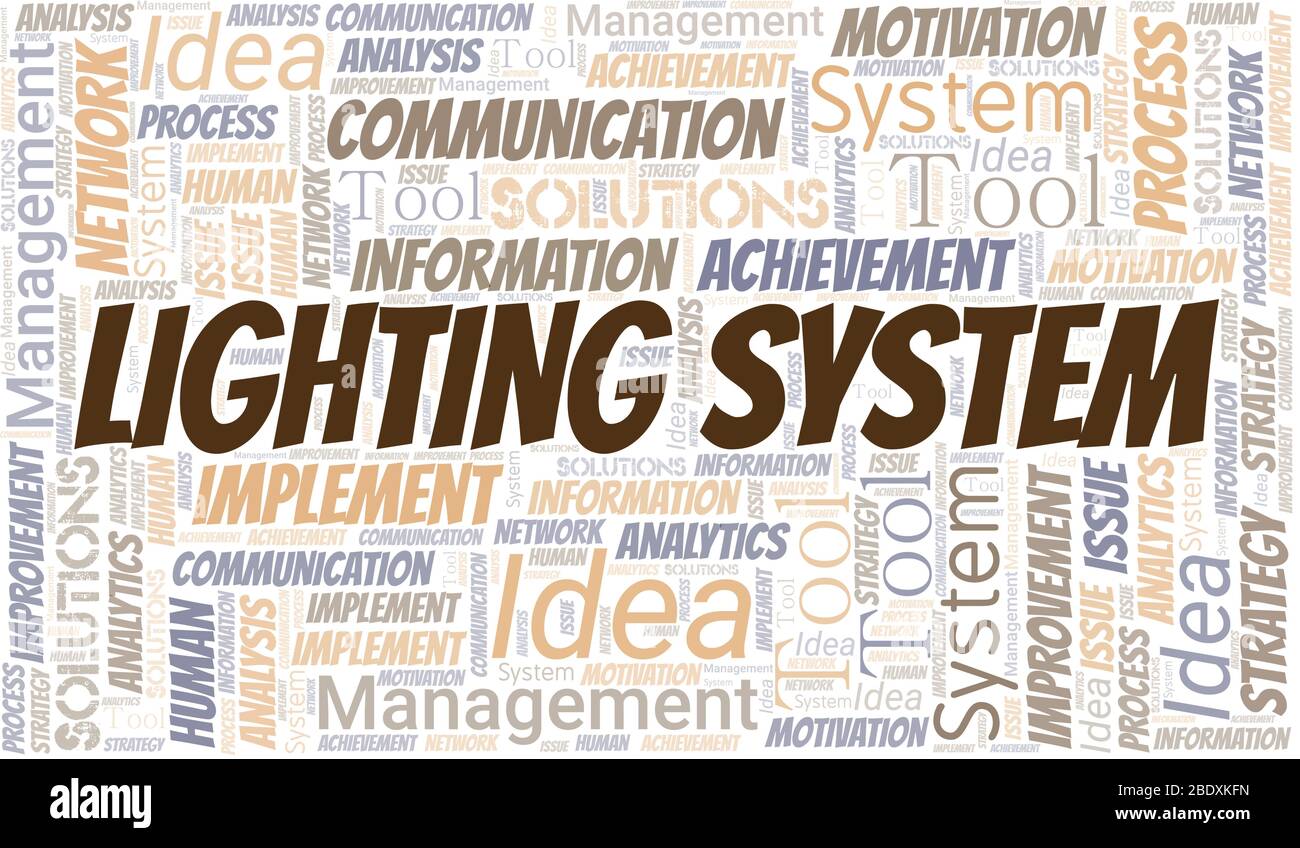 Lighting System typography vector word cloud. Wordcloud collage made ...