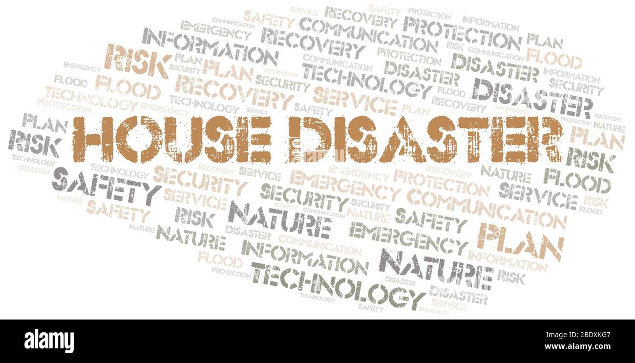 House Disaster typography vector word cloud. Wordcloud collage made ...