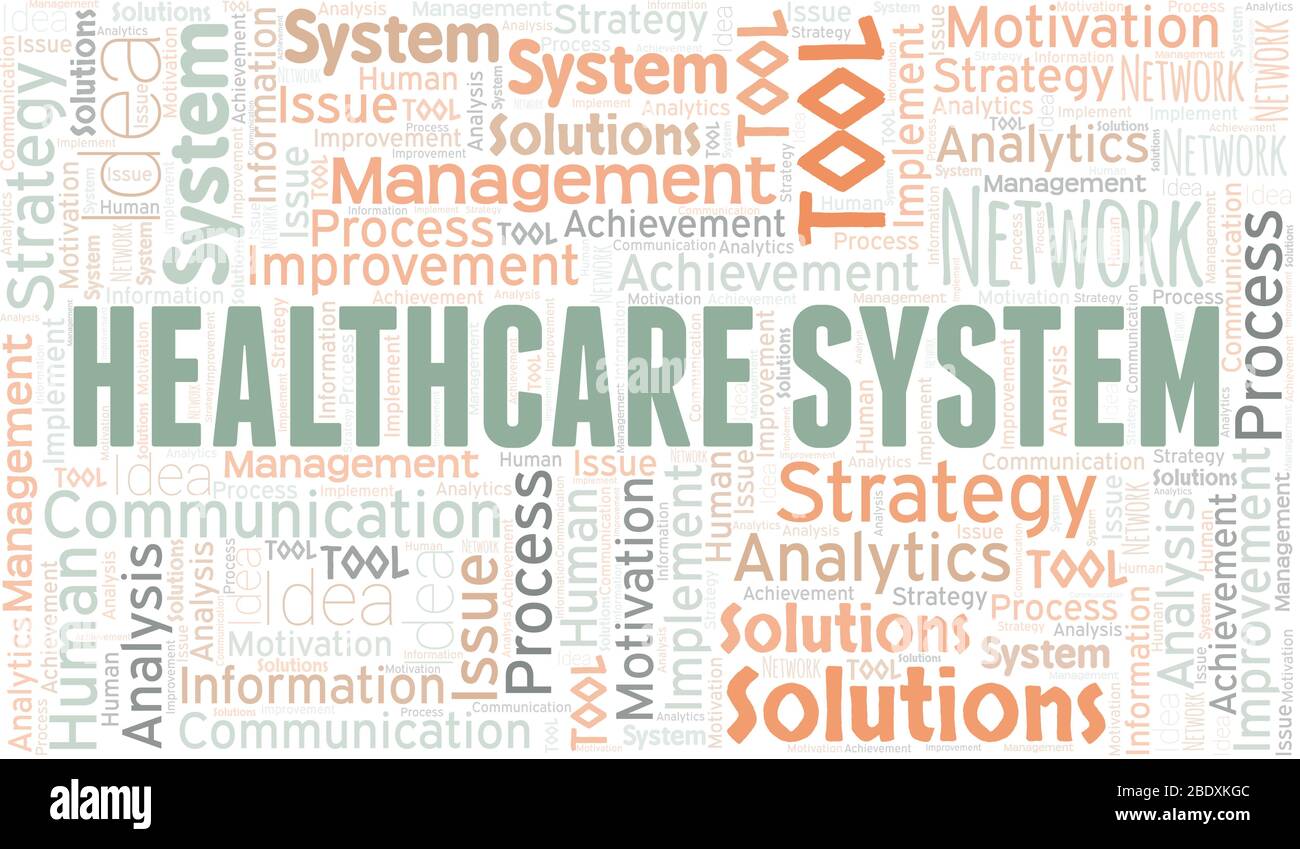 Healthcare System typography vector word cloud. Wordcloud collage made ...