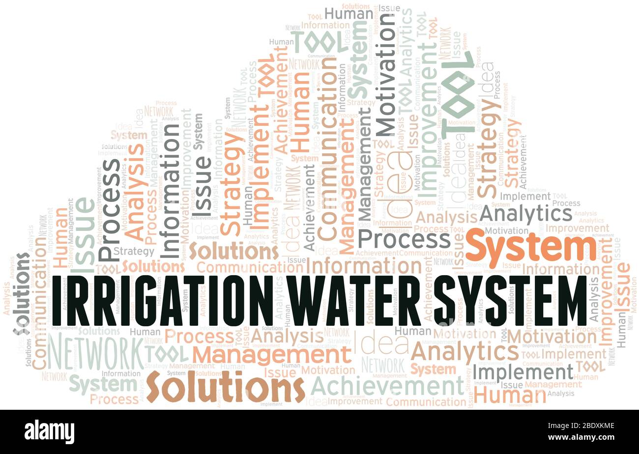 Irrigation Water System typography vector word cloud. Wordcloud collage ...