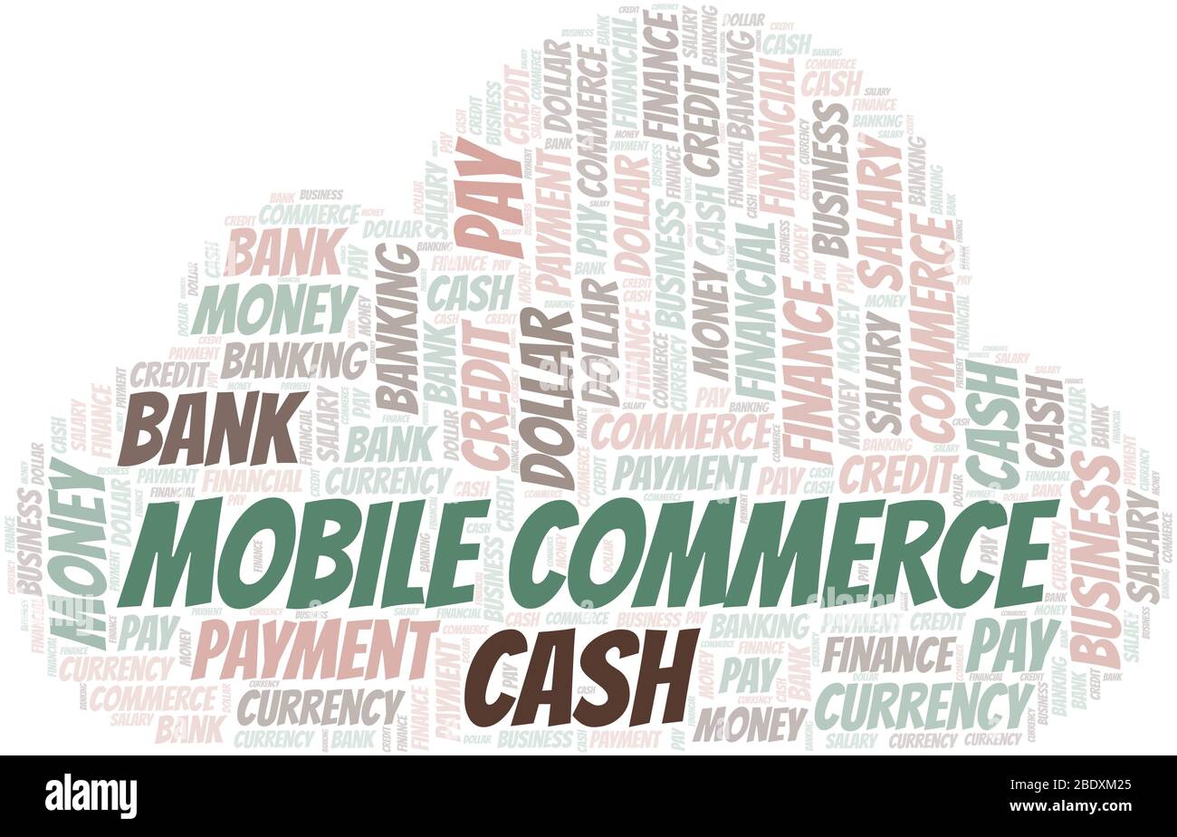 Mobile Commerce typography vector word cloud. Wordcloud collage made ...
