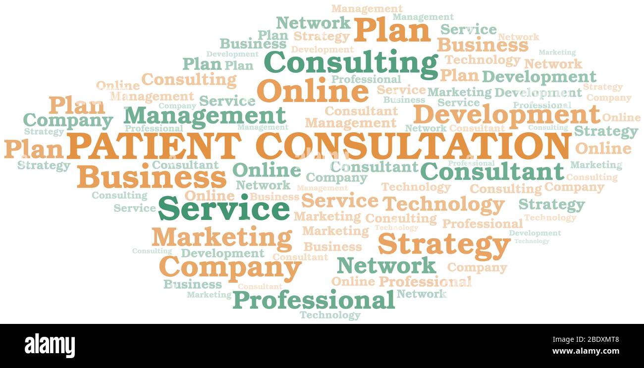 Patient Consultation typography vector word cloud. Wordcloud collage ...