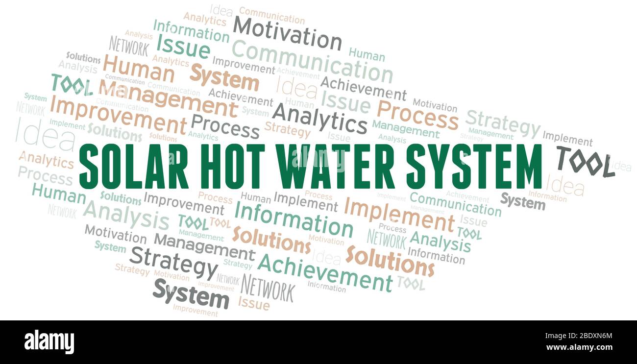 Solar Hot Water System typography vector word cloud. Wordcloud collage ...