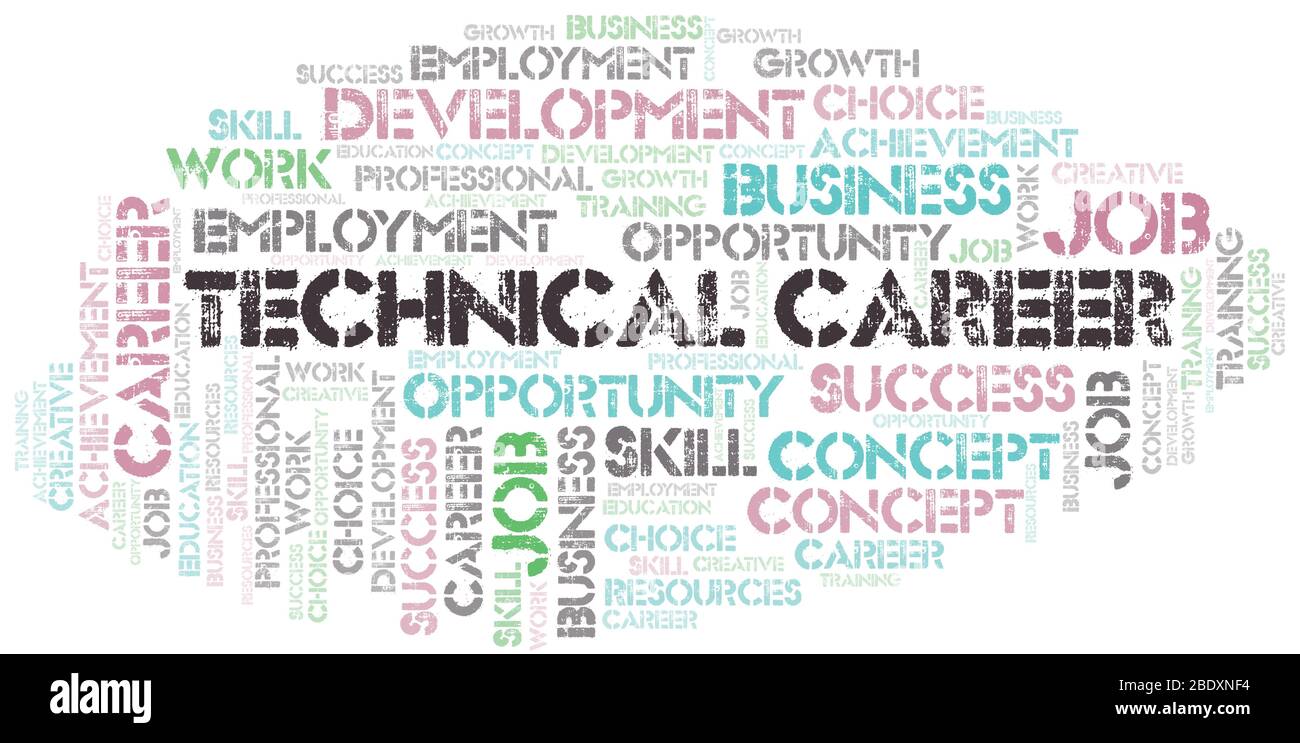 Technical Career typography vector word cloud. Wordcloud collage made ...