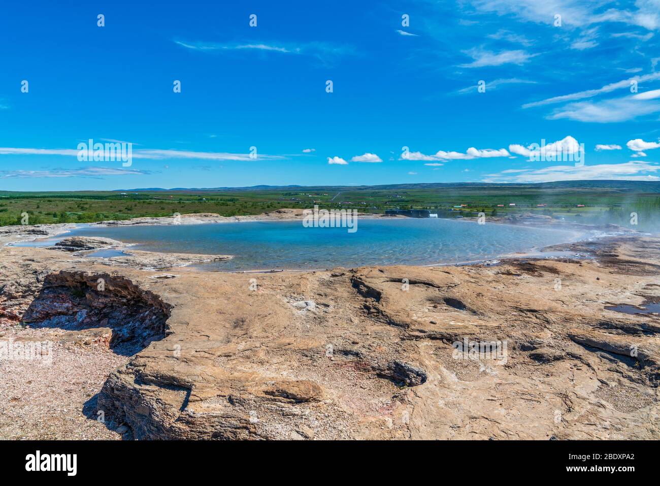 Blesi in a geothermal area beside the Hvítá River, Southern Region ...
