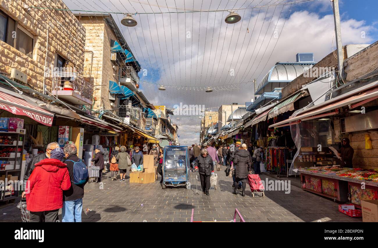 Street market at Mahane Yehuda ,famous market in Jerusalem , Israel ...