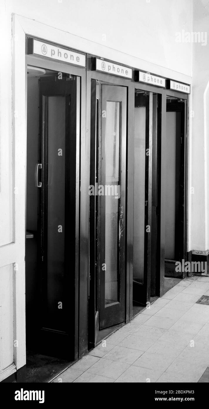 Pay telephone booths Black and White Stock Photos & Images - Alamy