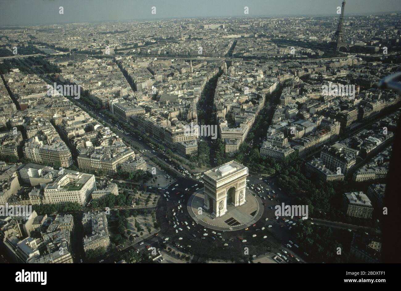 Aerial view of the Arc de Triomphe and Paris Stock Photo - Alamy