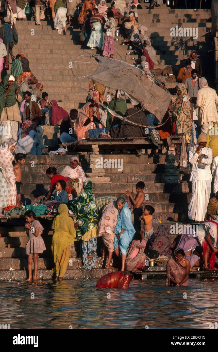 Bathers at the river Ganges Stock Photo - Alamy