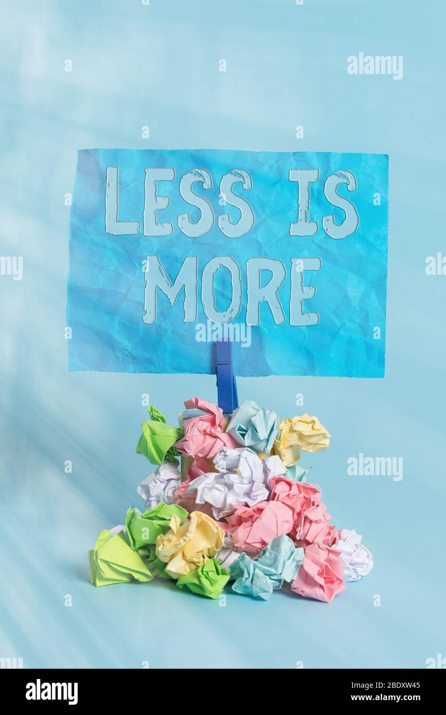 Conceptual hand writing showing Less Is More. Concept meaning used to ...