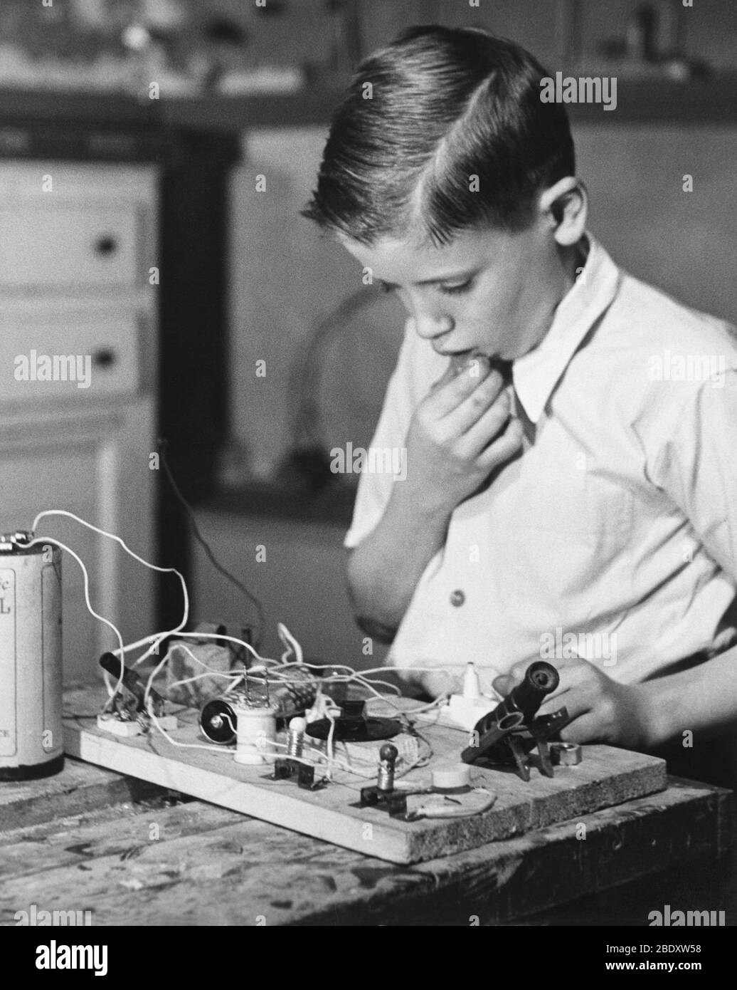 Boy science project Black and White Stock Photos & Images - Alamy