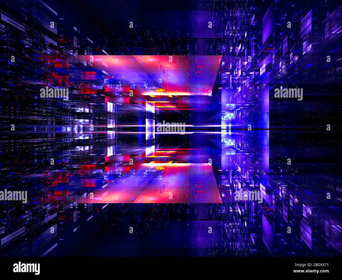 Abstract neon glowing perspective background - digitally generated 3D ...