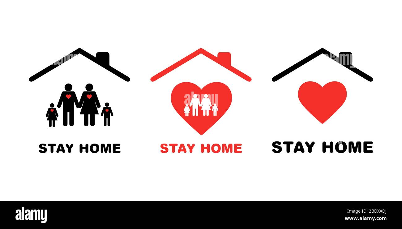 Stay home icon with family set. Vector Stock Vector Image & Art - Alamy