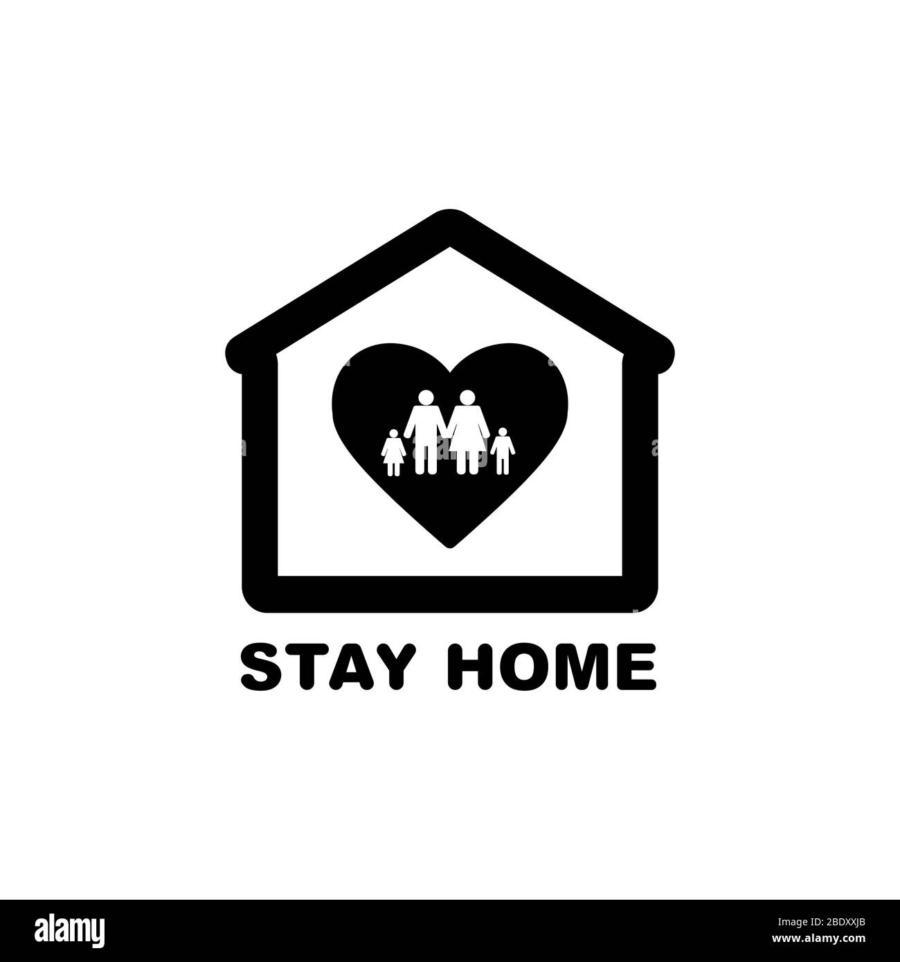 Stay home icon with family. Vector eps10 Stock Vector Image & Art - Alamy