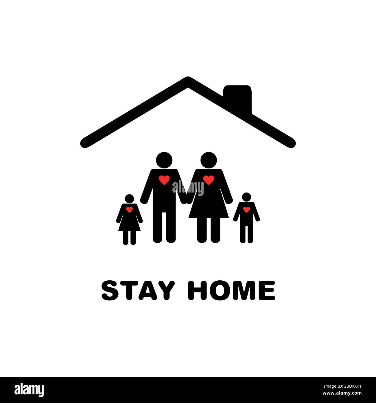 Stay home icon with family. Vector eps10 Stock Vector Image & Art - Alamy