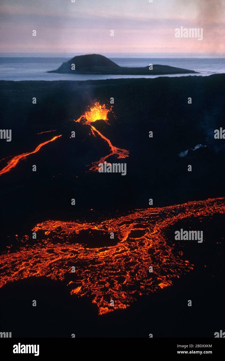 Eruption on Surtsey, a volcanic island in the small archipelago of ...