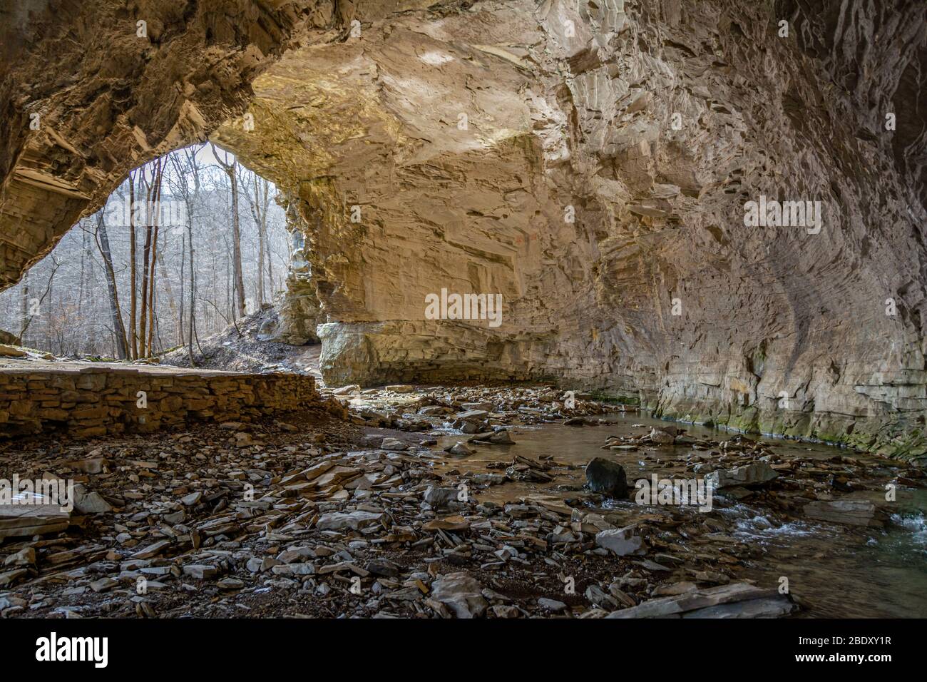 Nature Bridge limestone arch in Carter Cave State Park in Kentucky ...