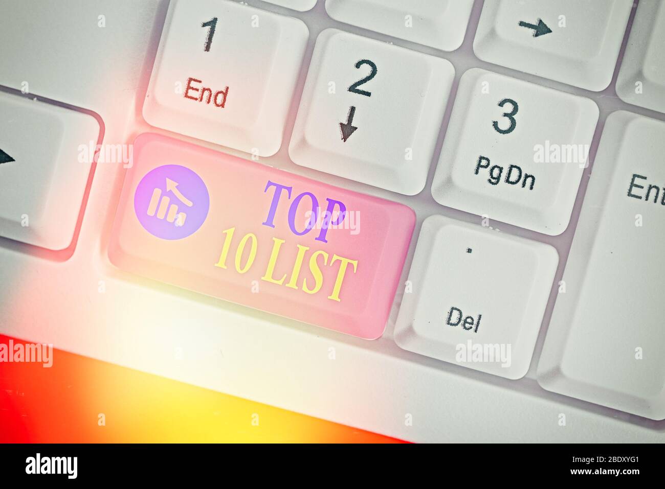 Writing note showing Top 10 List. Business concept for the ten most ...