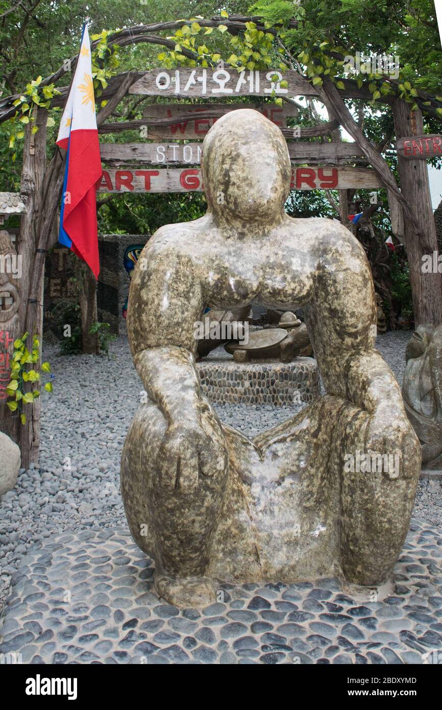 June 8, 2019-Pangasinan Philippines: The entrance at the stone hand art ...