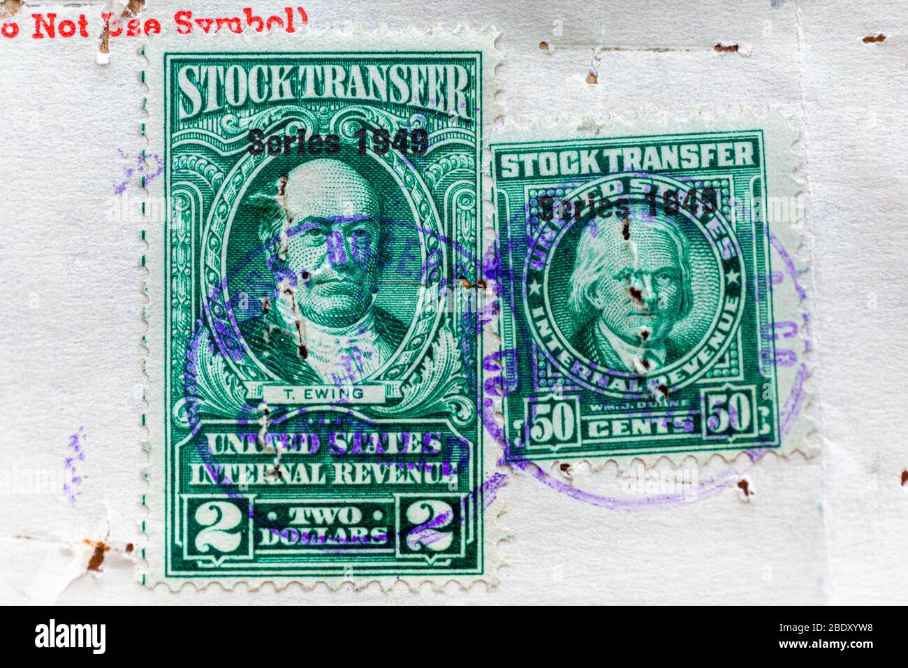 Closeup of old Stock transfer Stamps Stock Photo - Alamy