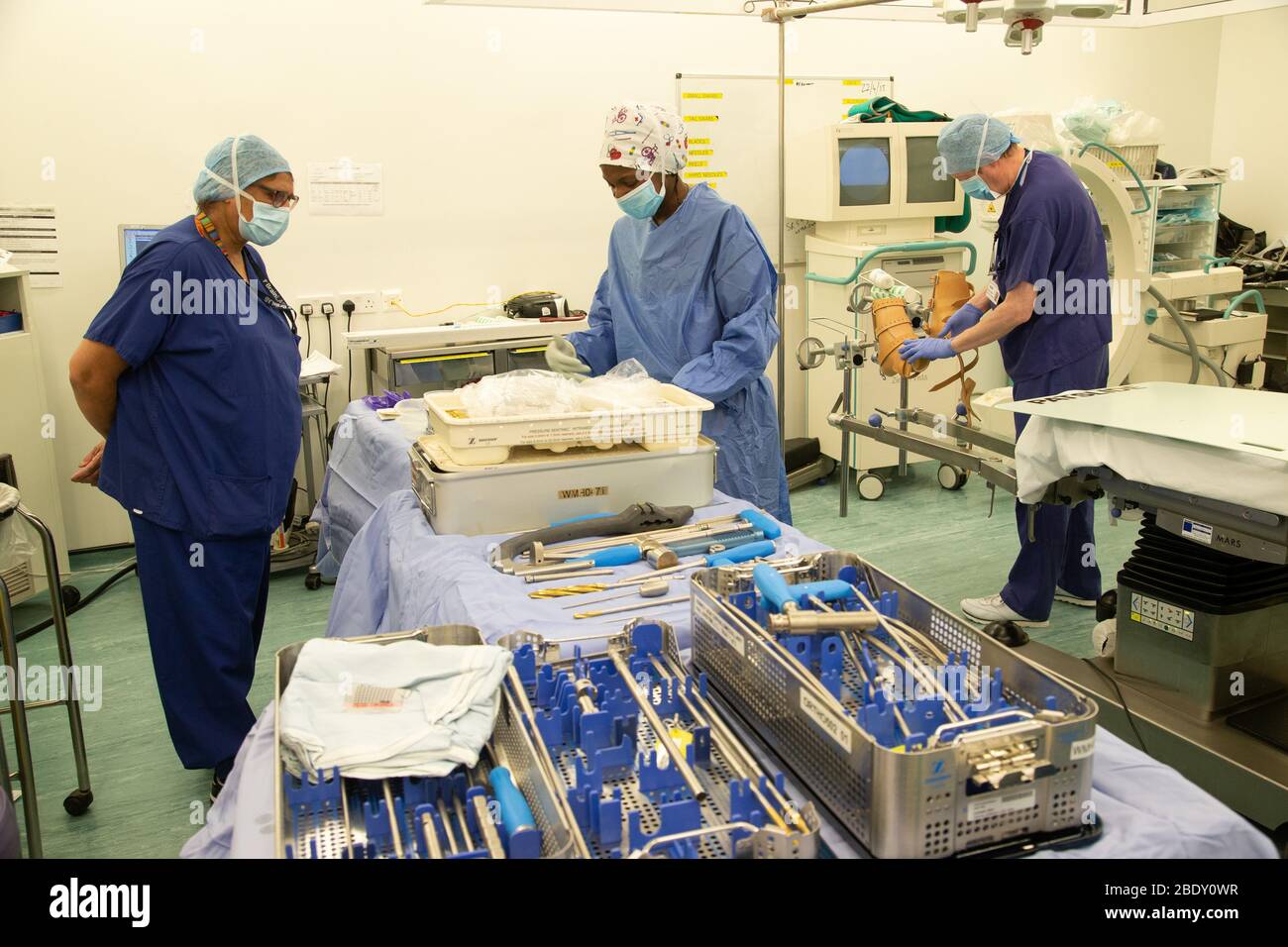 Nurses and Theatre technicians check equipment and prepare the Hospital ...