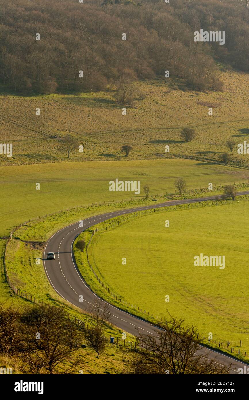 A very quiet A280 road at Longfurlong between Findon and Clapham in ...