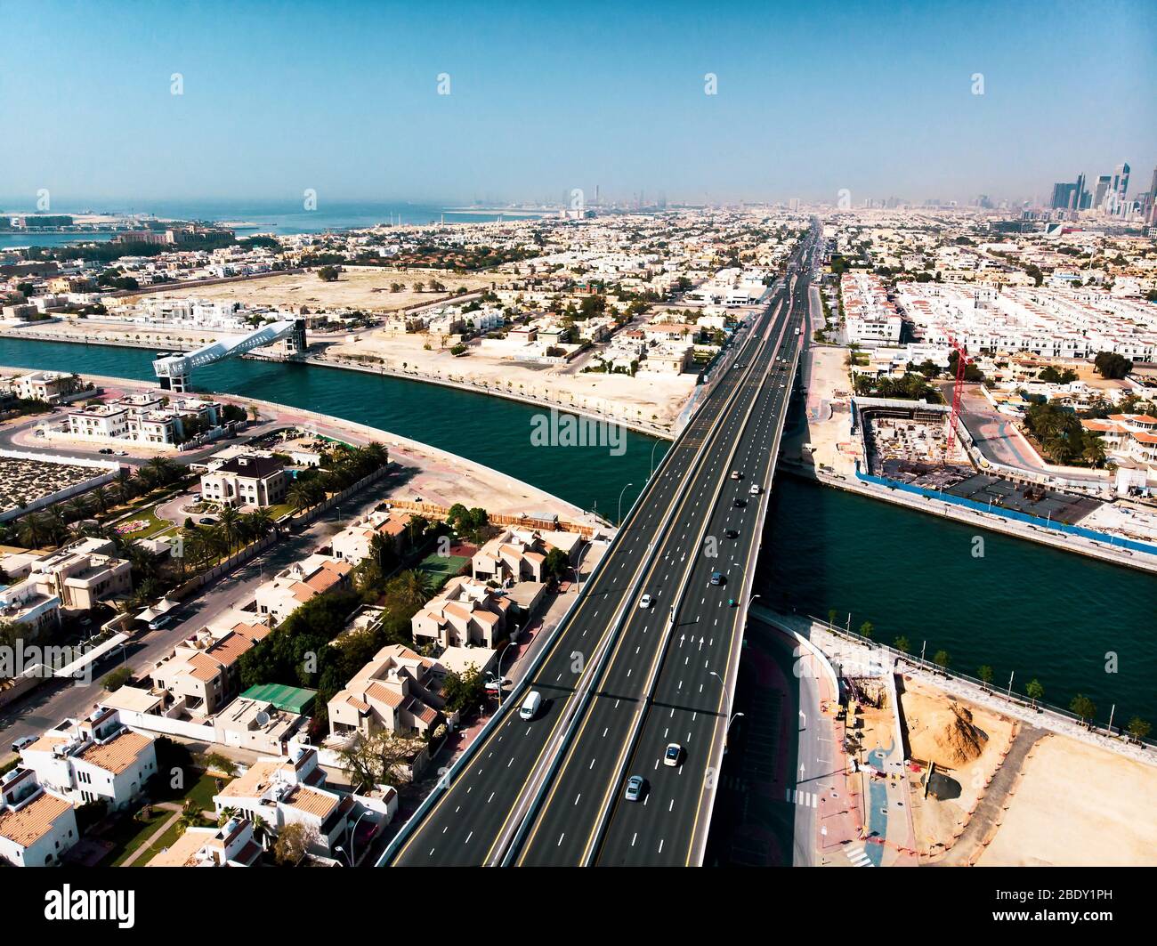 Dubai water canal aerial view over the creek in the UAE Stock Photo - Alamy