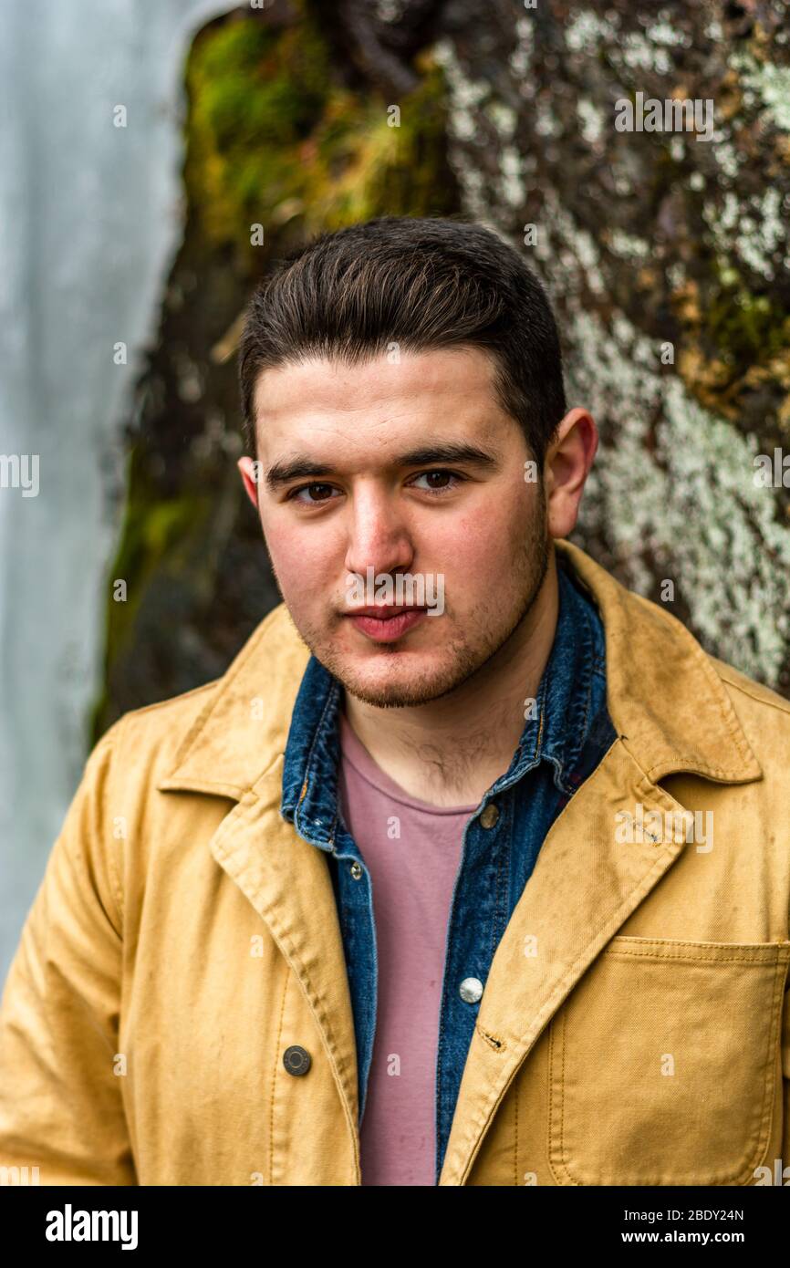 Male model posing in snow hi-res stock photography and images - Alamy