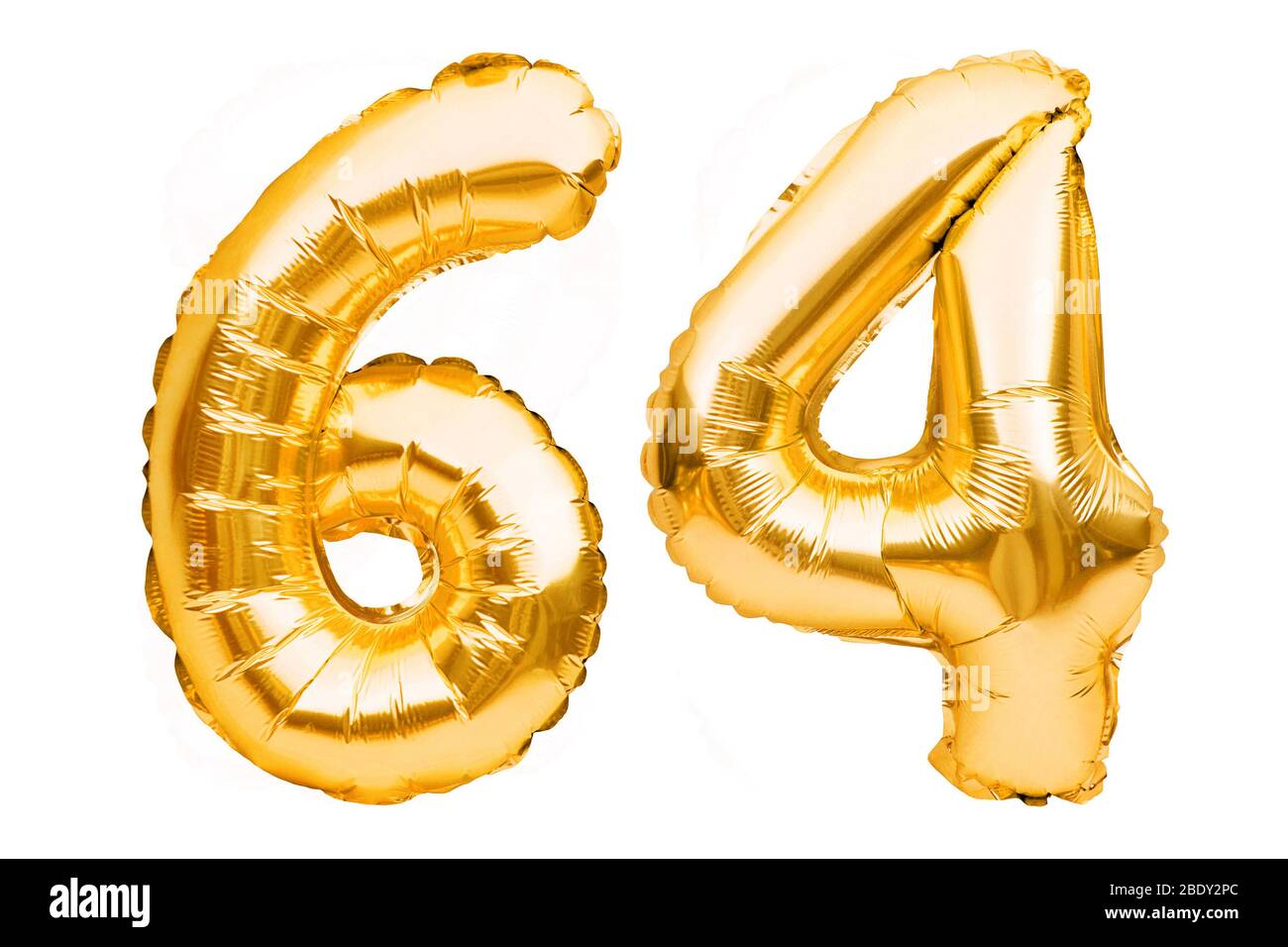 Number 64 sixty four made of golden inflatable balloons isolated on ...