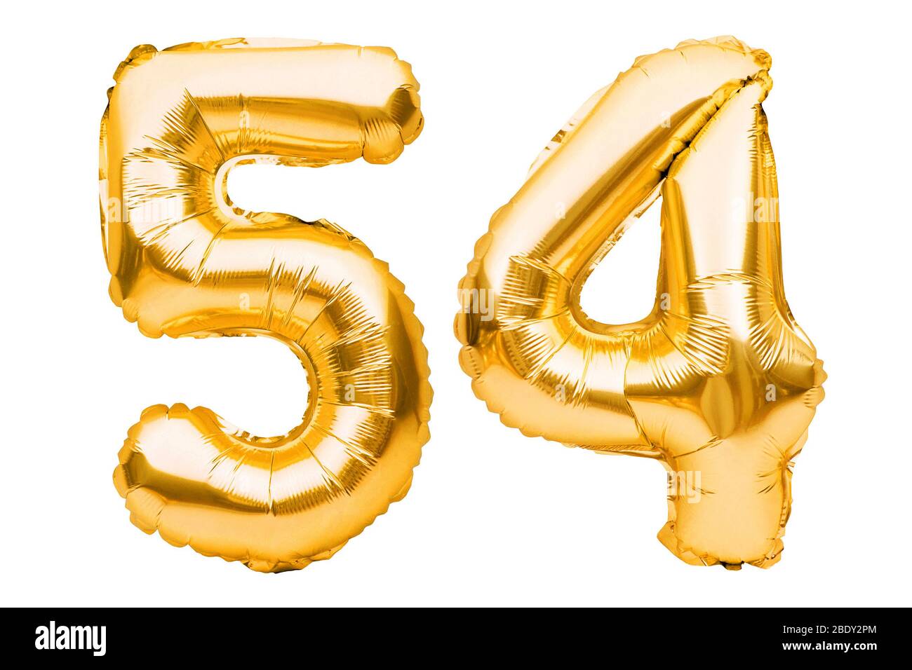 Number 54 fifty four made of golden inflatable balloons isolated on ...