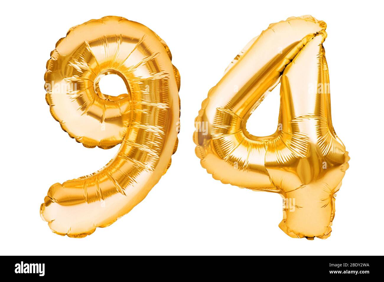 Number 94 ninety four made of golden inflatable balloons isolated on ...