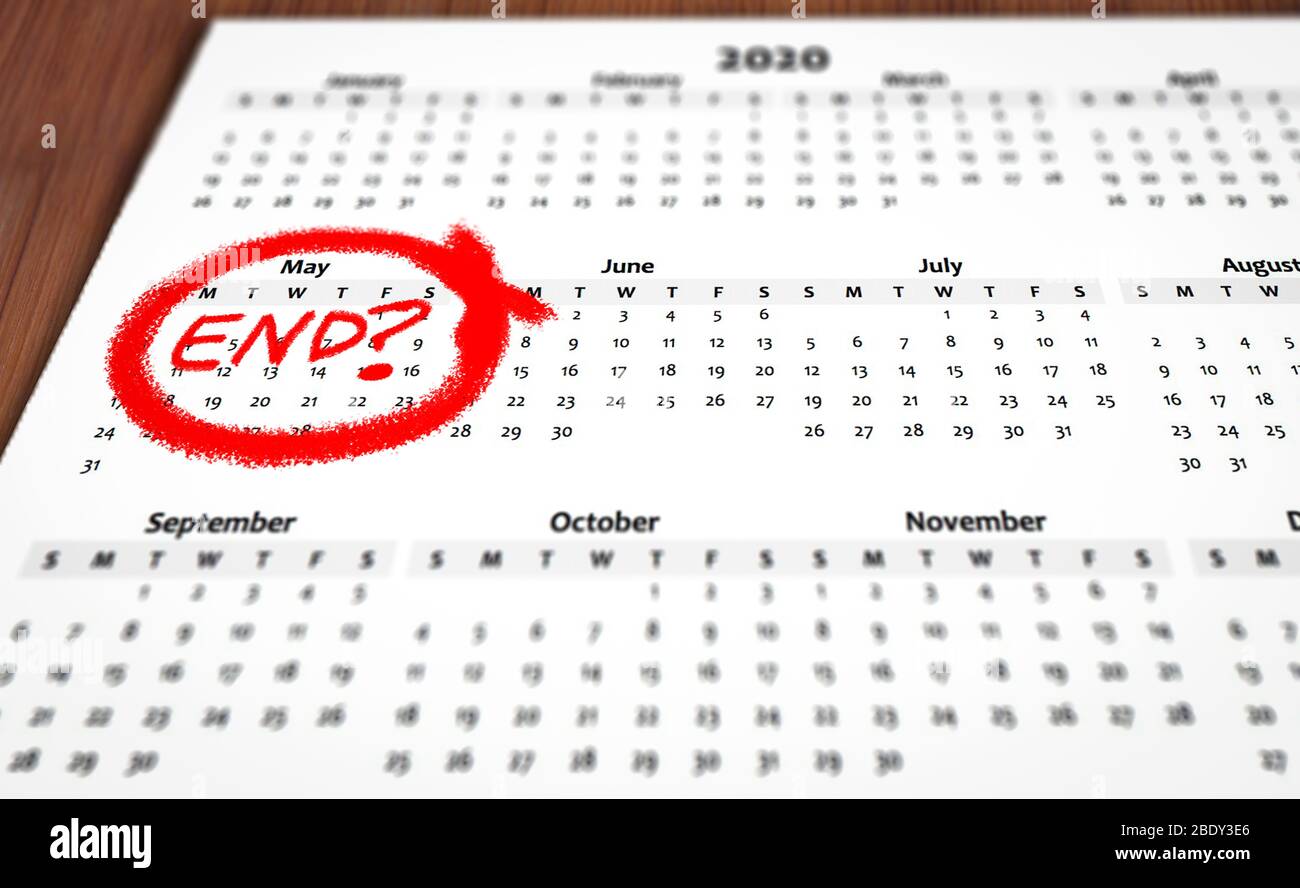 Blank calendar sheet with the month of May marked as the end of ...