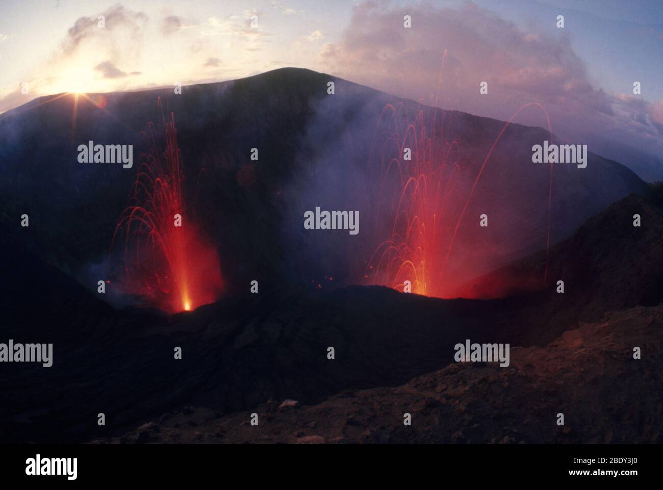 Tanna Island active volcano near Port Resolution, New Hebrides Stock ...
