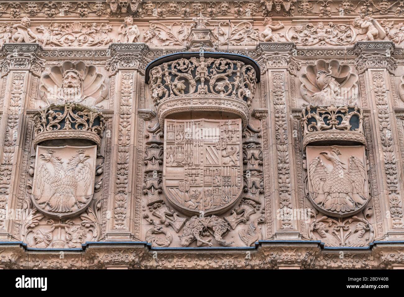 Plateresque style exterior facade of University of Salamanca. From ...