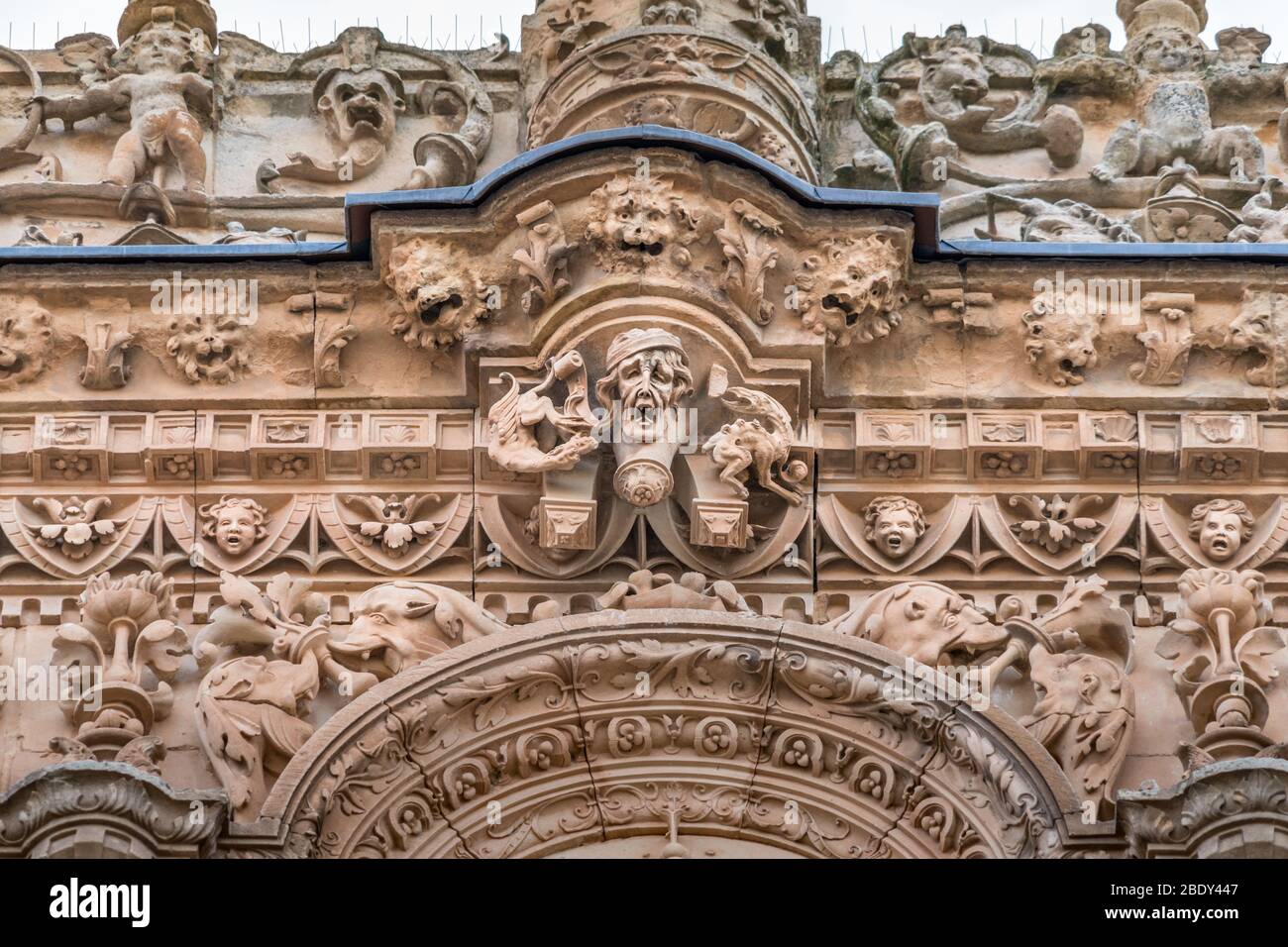 Plateresque style exterior facade of University of Salamanca. From ...