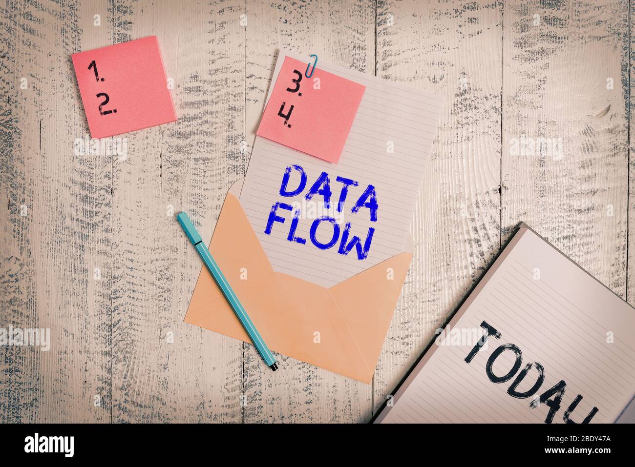 Writing note showing Data Flow. Business concept for the movement of ...
