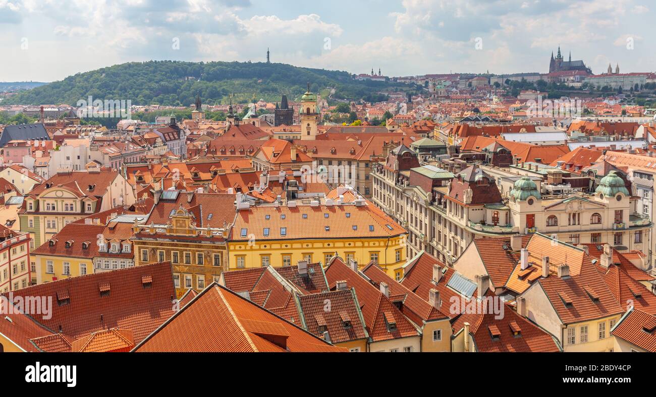 Aerial view of Old Town Square in Prague, Czech Republic Stock Photo ...