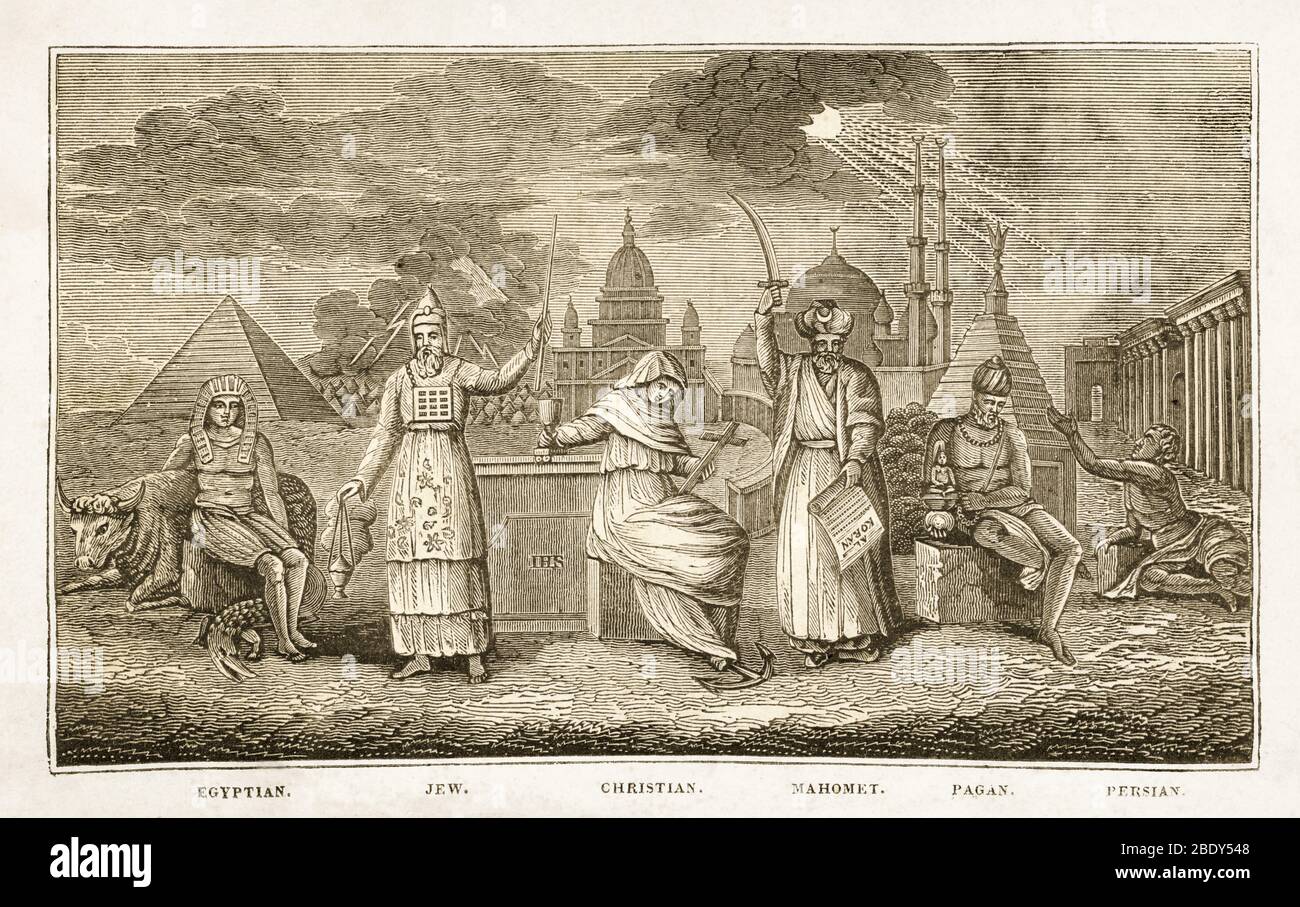 Figures Symbolizing Six Religions Stock Photo - Alamy