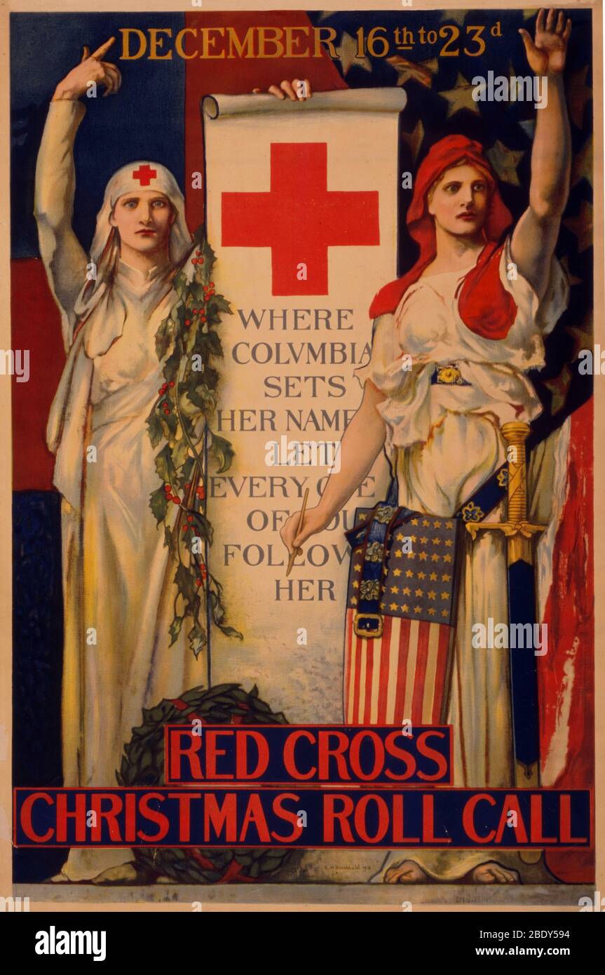 WWI, Red Cross Christmas Roll Call, 1918 Stock Photo - Alamy