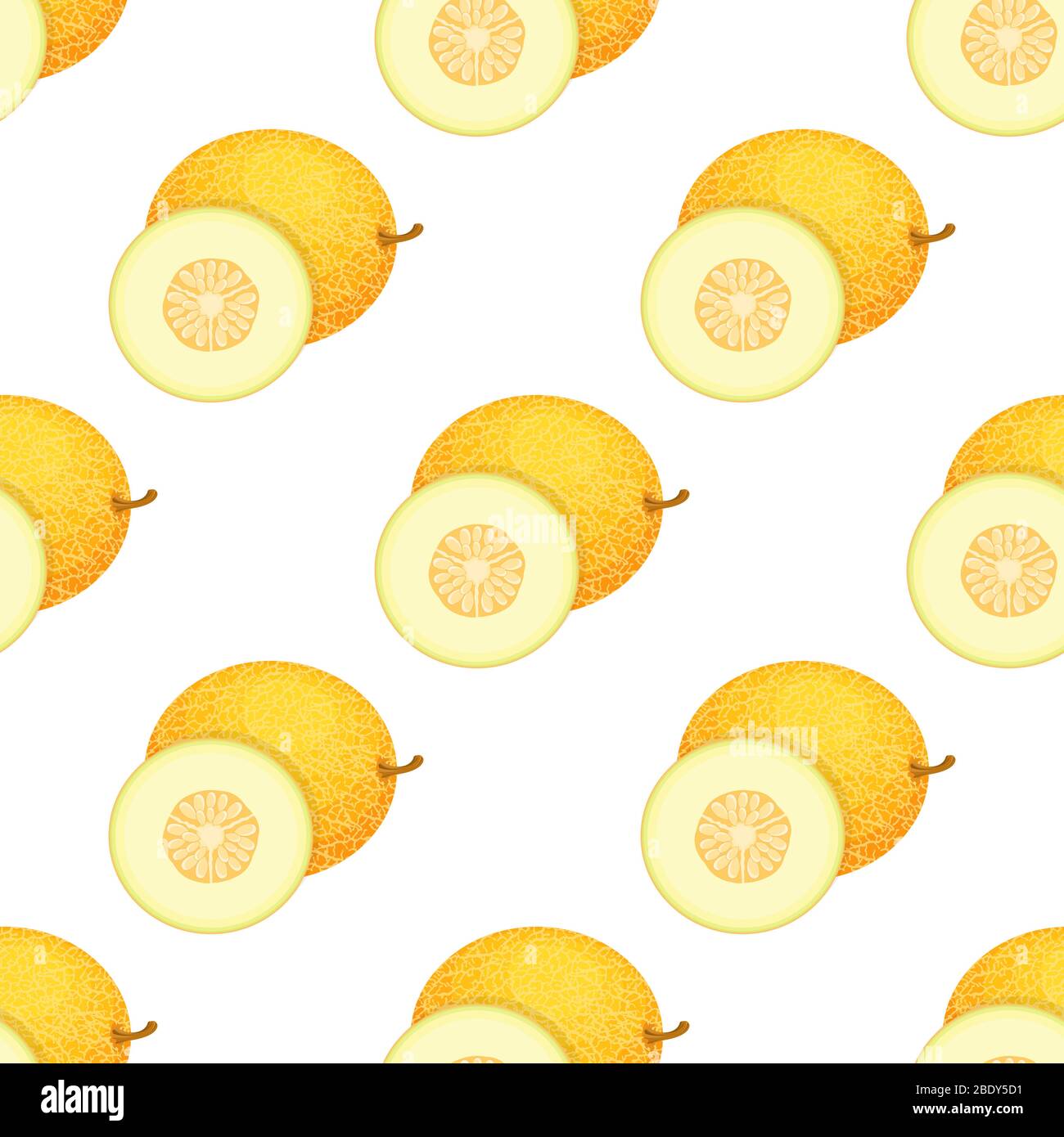 Seamless pattern with fresh whole and half melon fruit on white ...