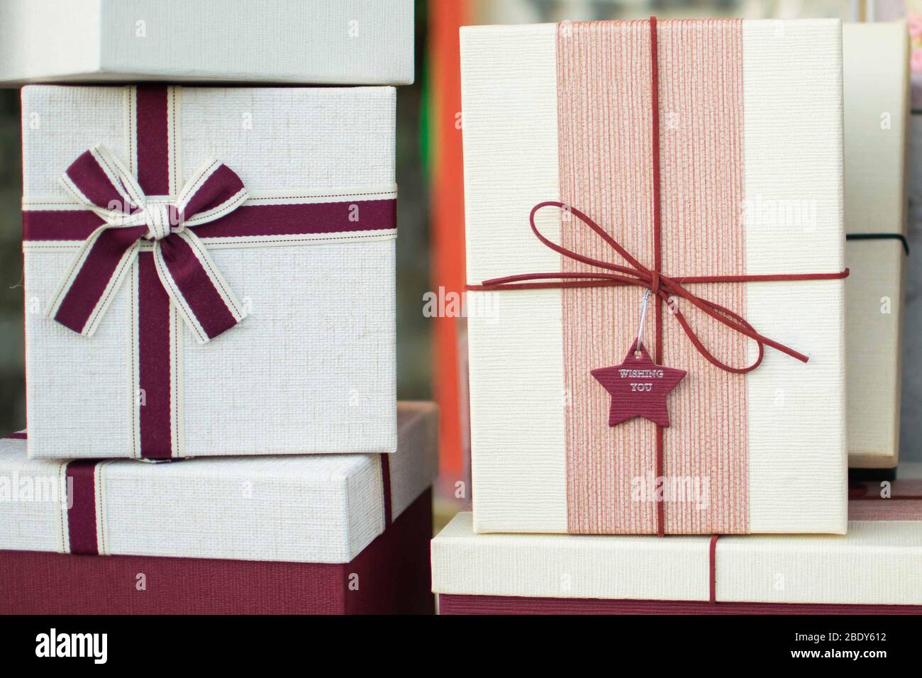 Stacked silver christmas gift hi-res stock photography and images - Alamy