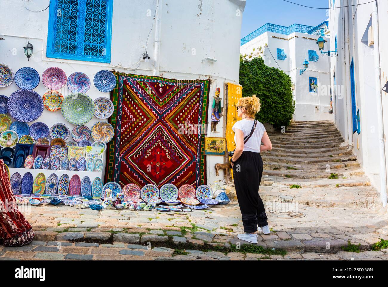 Street view. Sidi Bou Said village. Tunisia, Africa Stock Photo - Alamy