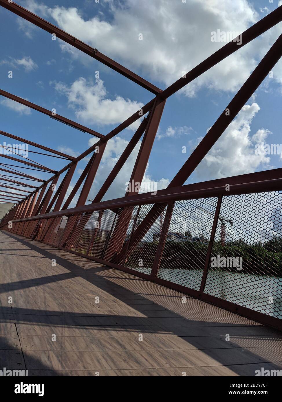 Old steel red painted bridge Stock Photo - Alamy